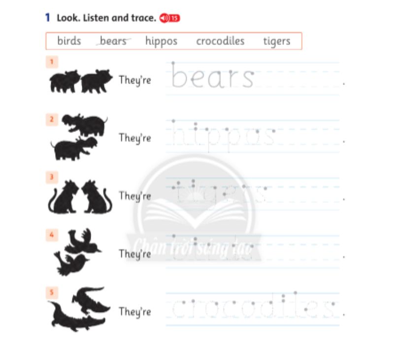 Bài tập Tiếng Anh lớp 1 unit 4 They’re bears - Hướng dẫn giải