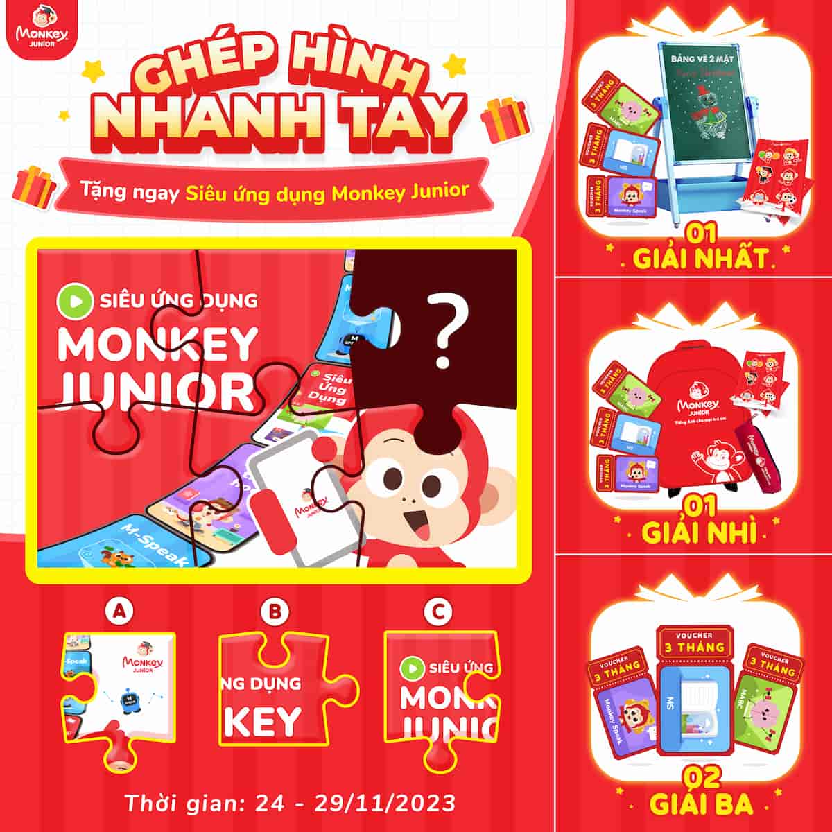 Thể lệ Minigame “Ghép hình nhanh tay - Nhận ngay Siêu ứng dụng Monkey Junior”